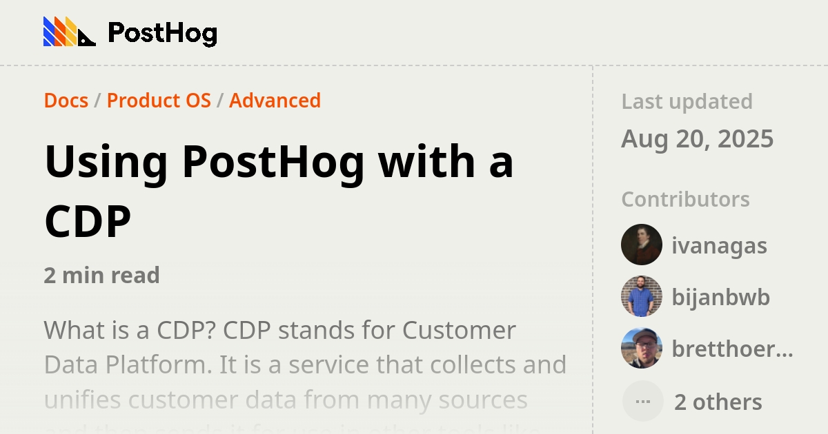 Using PostHog with a CDP - Docs - PostHog