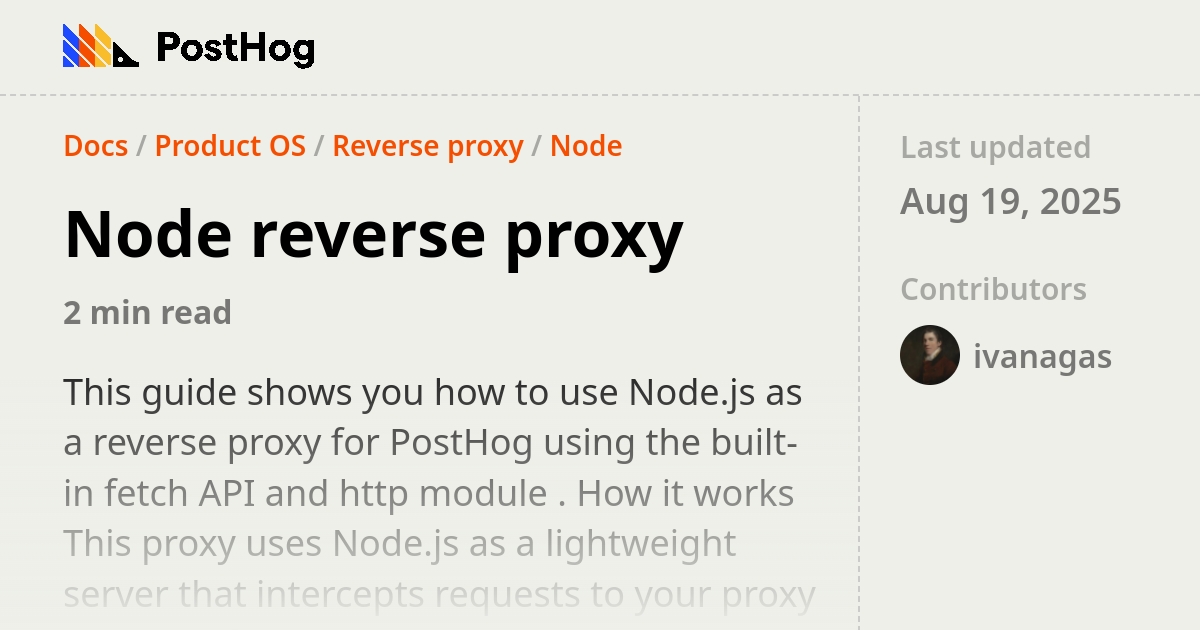 Node reverse proxy - Docs - PostHog