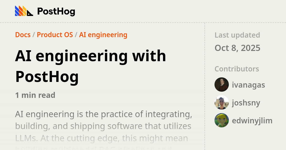 AI engineering with PostHog - Docs - PostHog