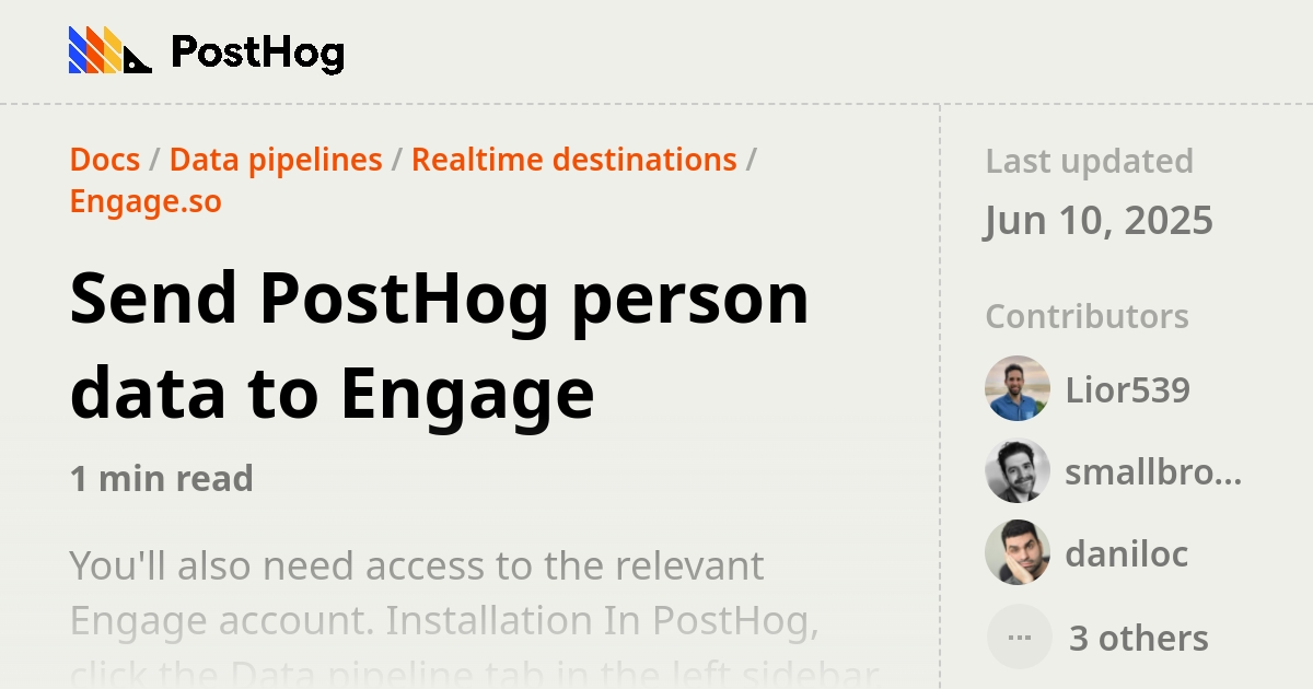 Send PostHog person data to Engage - Docs - PostHog