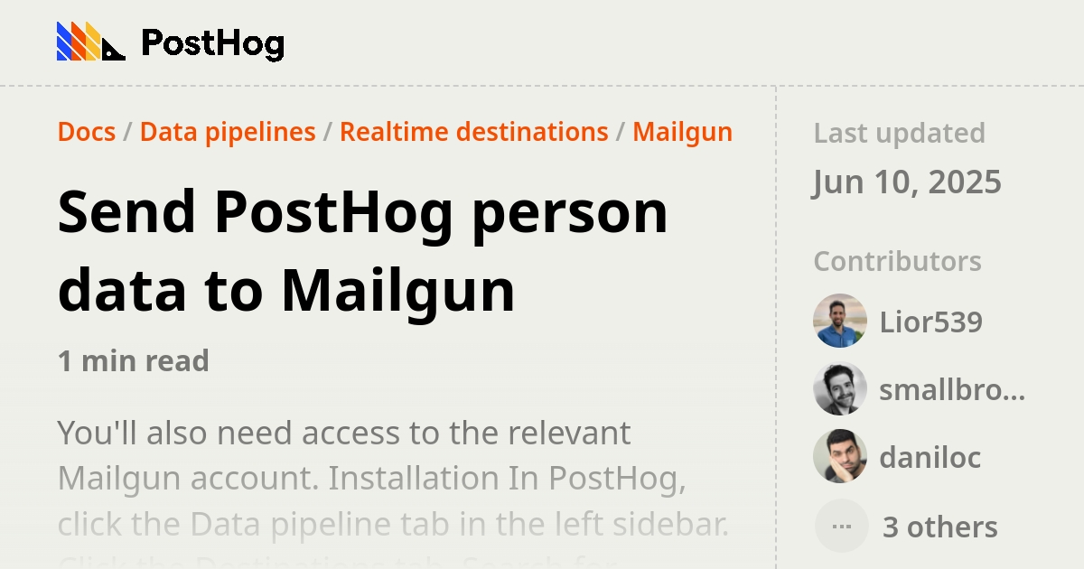 Send PostHog person data to Mailgun - Docs - PostHog