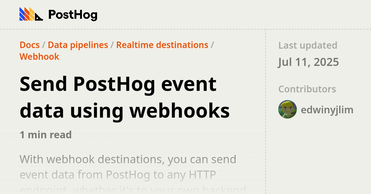 Send PostHog event data using webhooks - Docs - PostHog