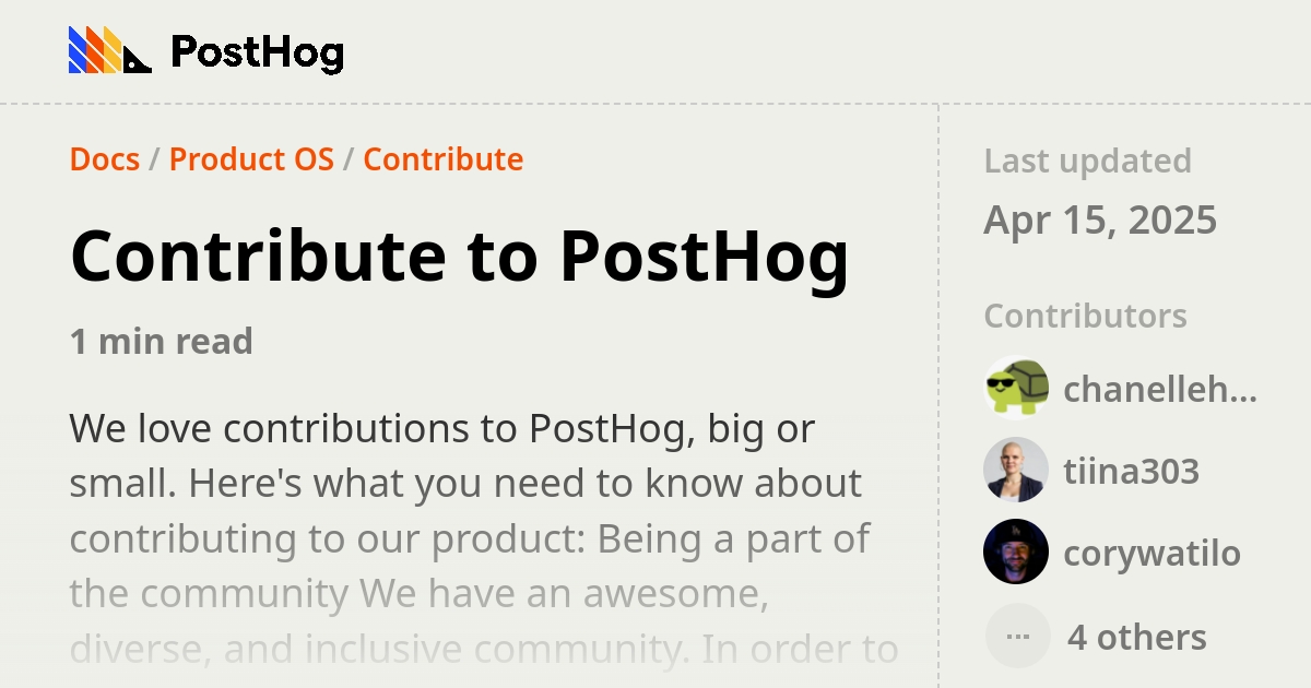 Contribute to PostHog - Docs - PostHog