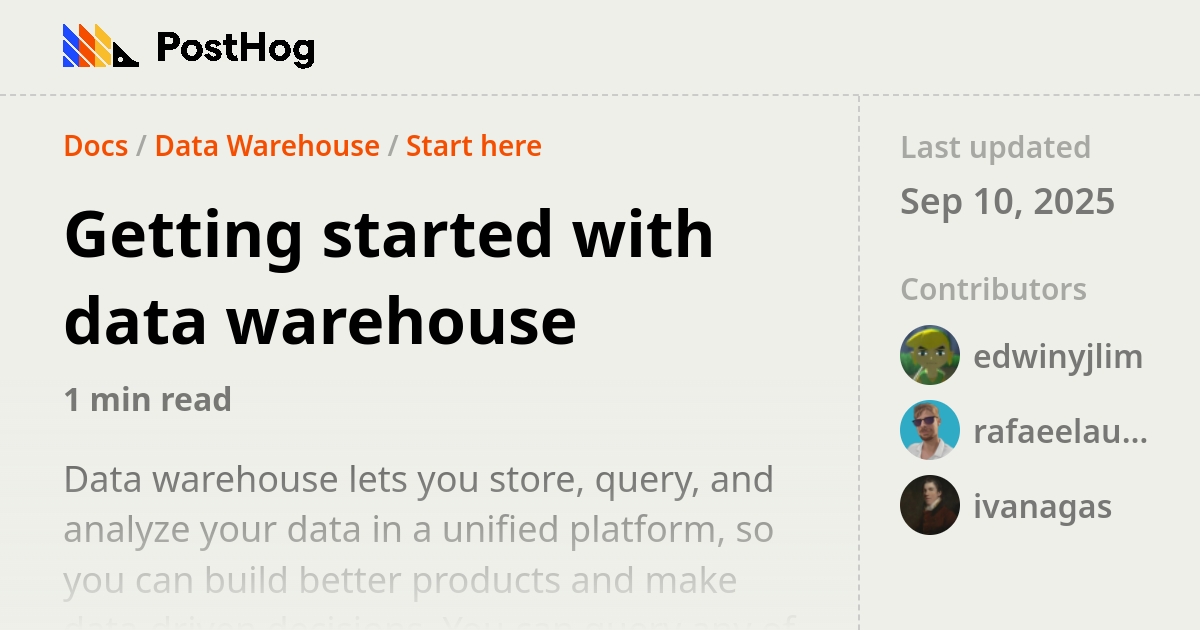 Getting started with data warehouse - Docs - PostHog