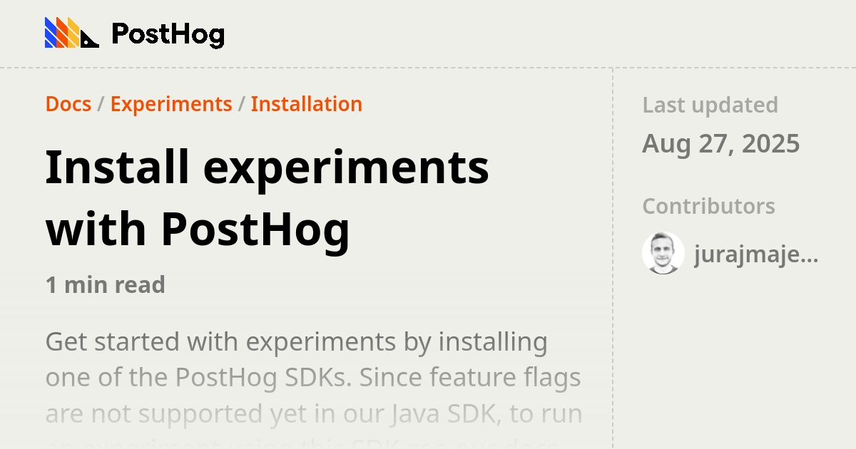 Install experiments with PostHog - Docs - PostHog