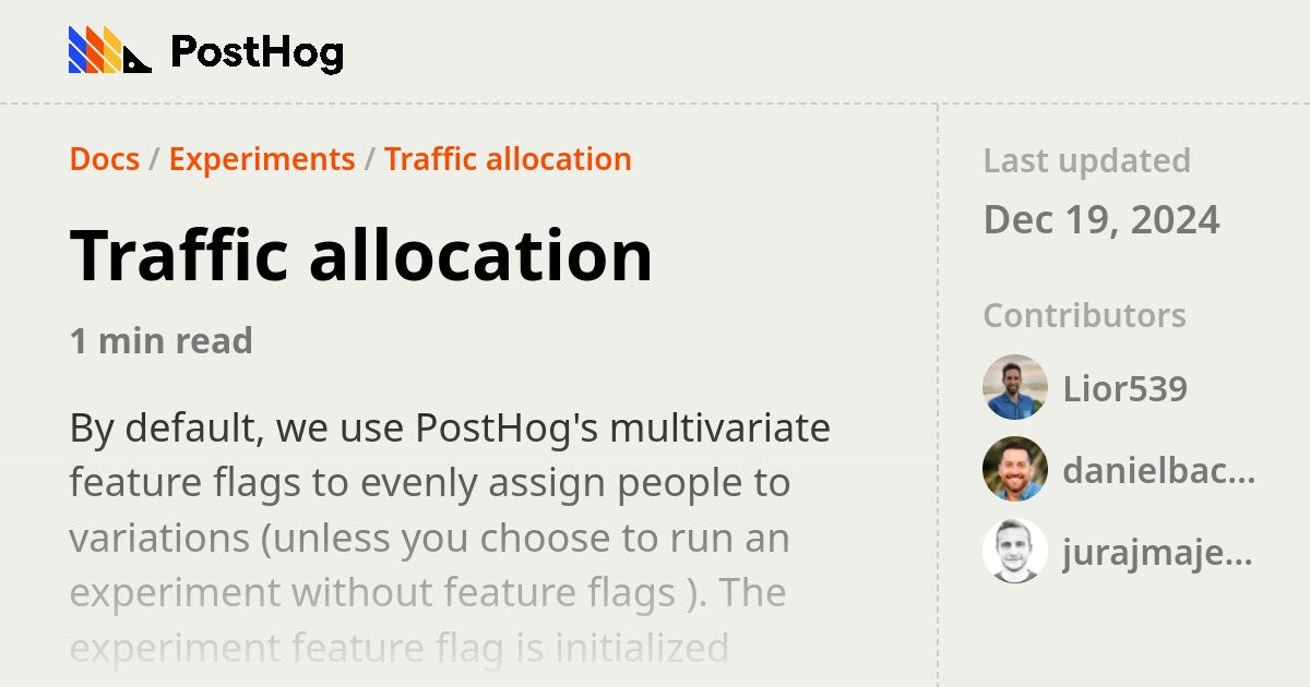 Traffic allocation - Docs - PostHog