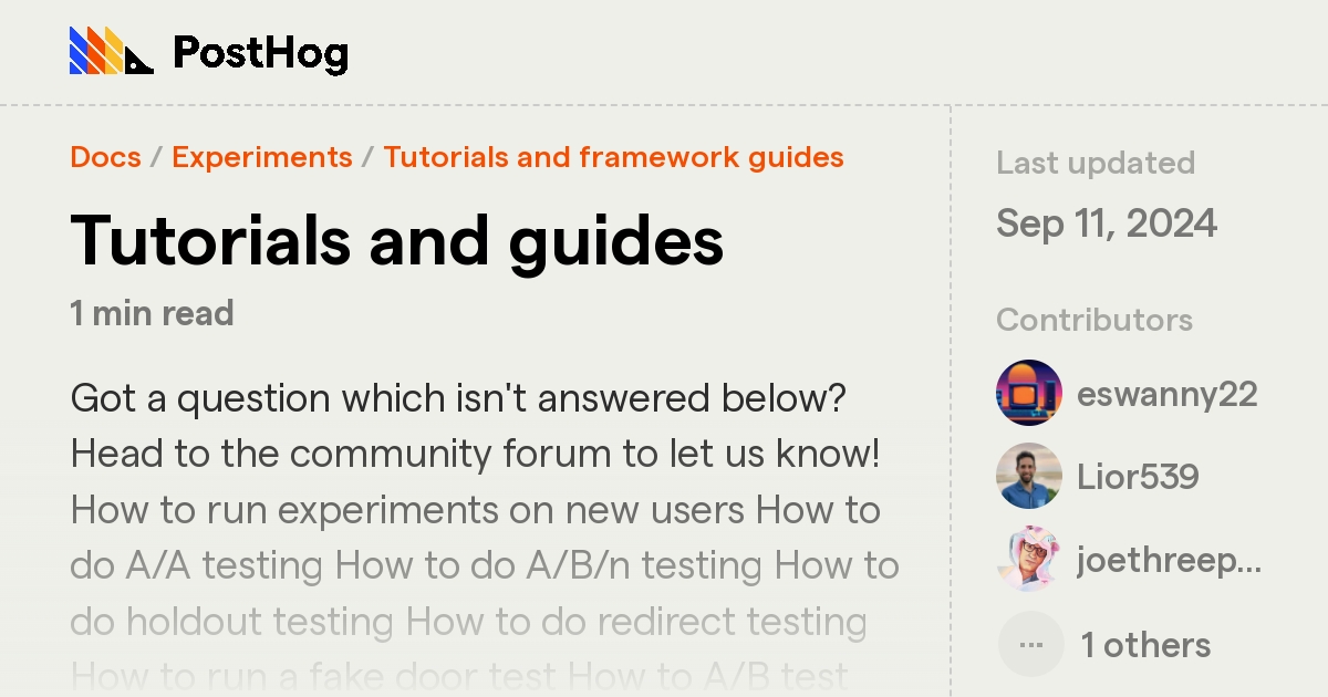 Tutorials and guides - Docs - PostHog