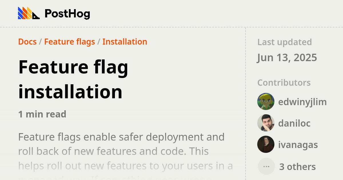 Feature flag installation - Docs - PostHog