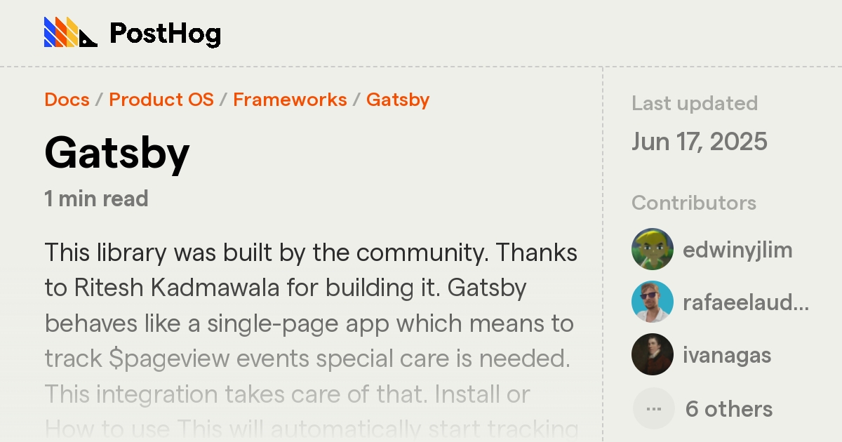 Gatsby - Docs - PostHog