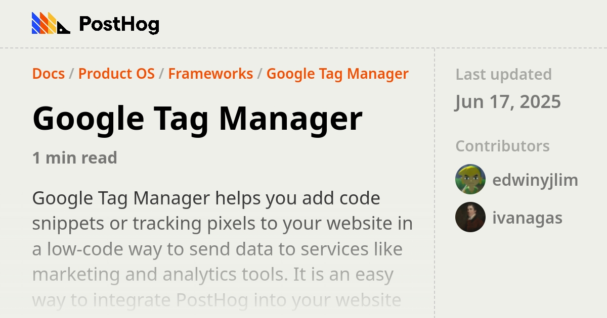 Google Tag Manager - Docs - PostHog