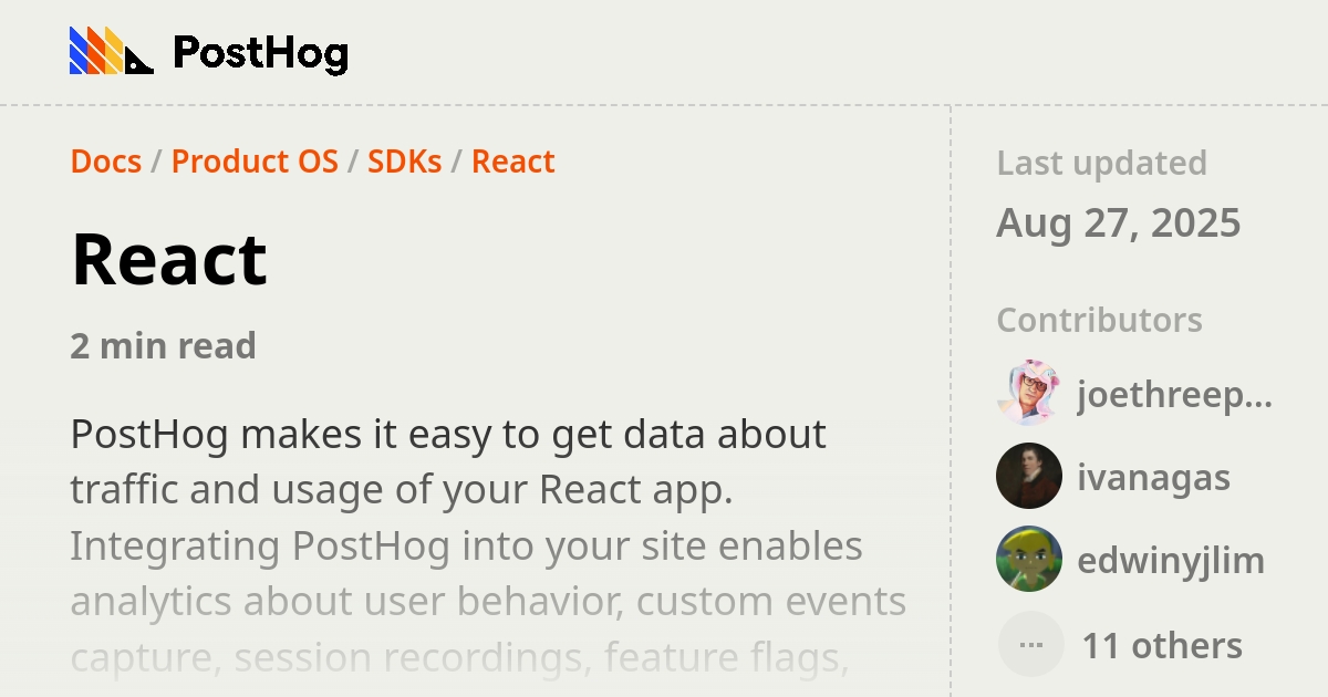 React - Docs - PostHog
