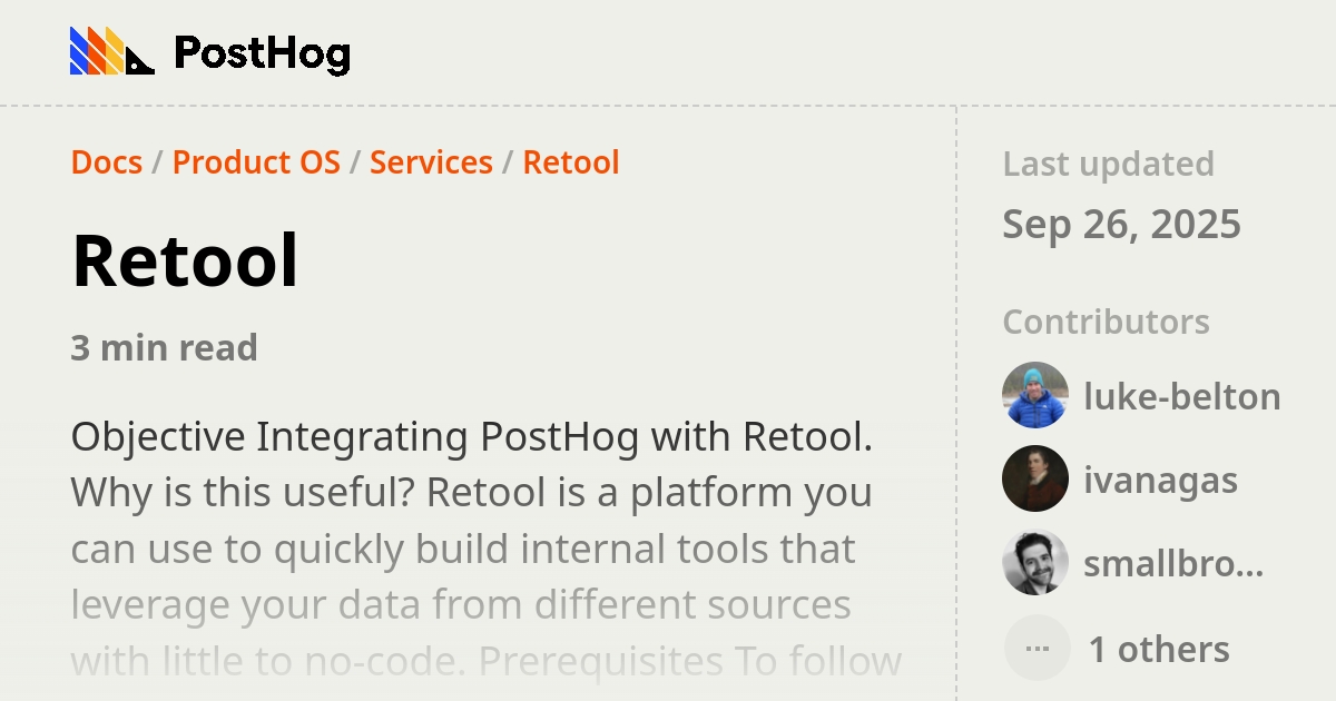 Retool - Docs - PostHog