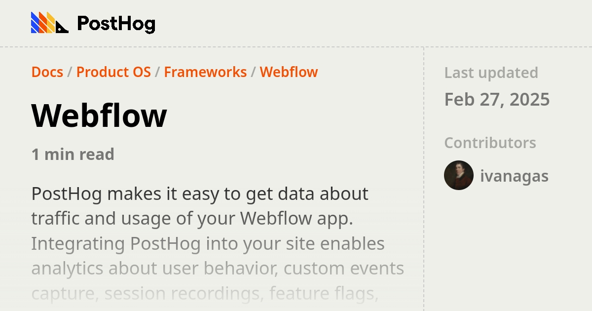 Webflow - Docs - PostHog