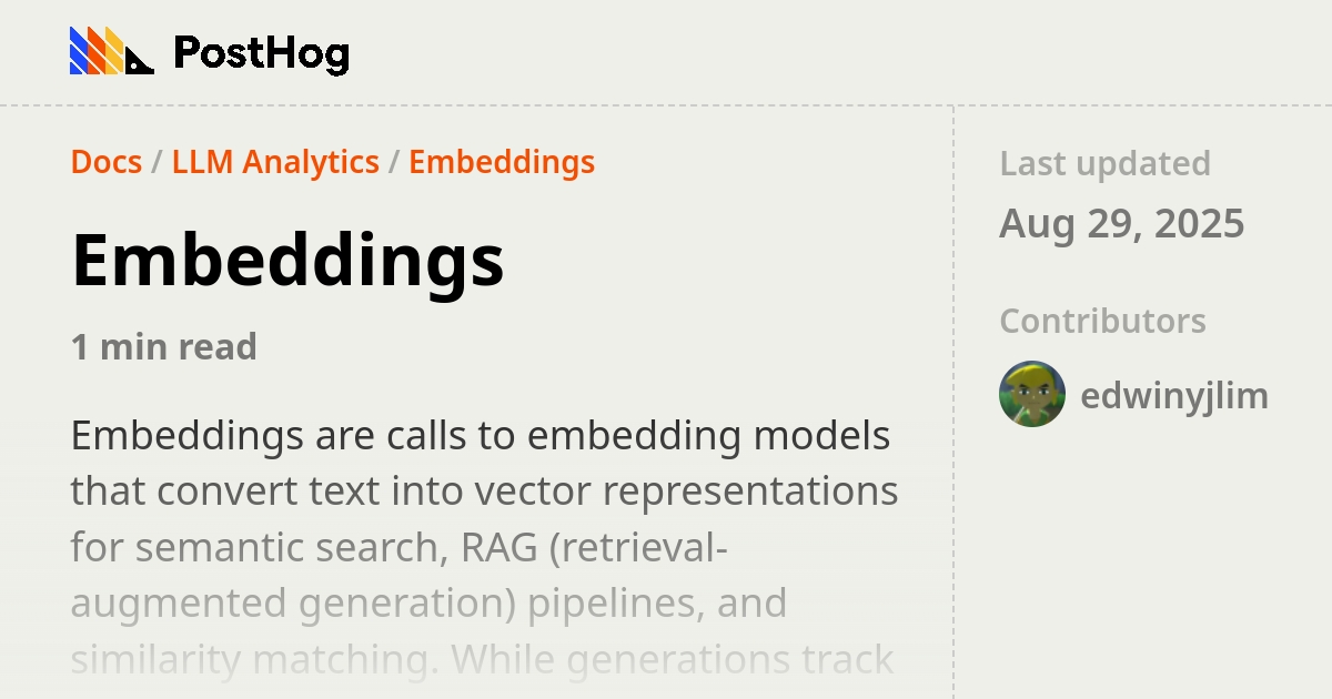 Embeddings - Docs - PostHog