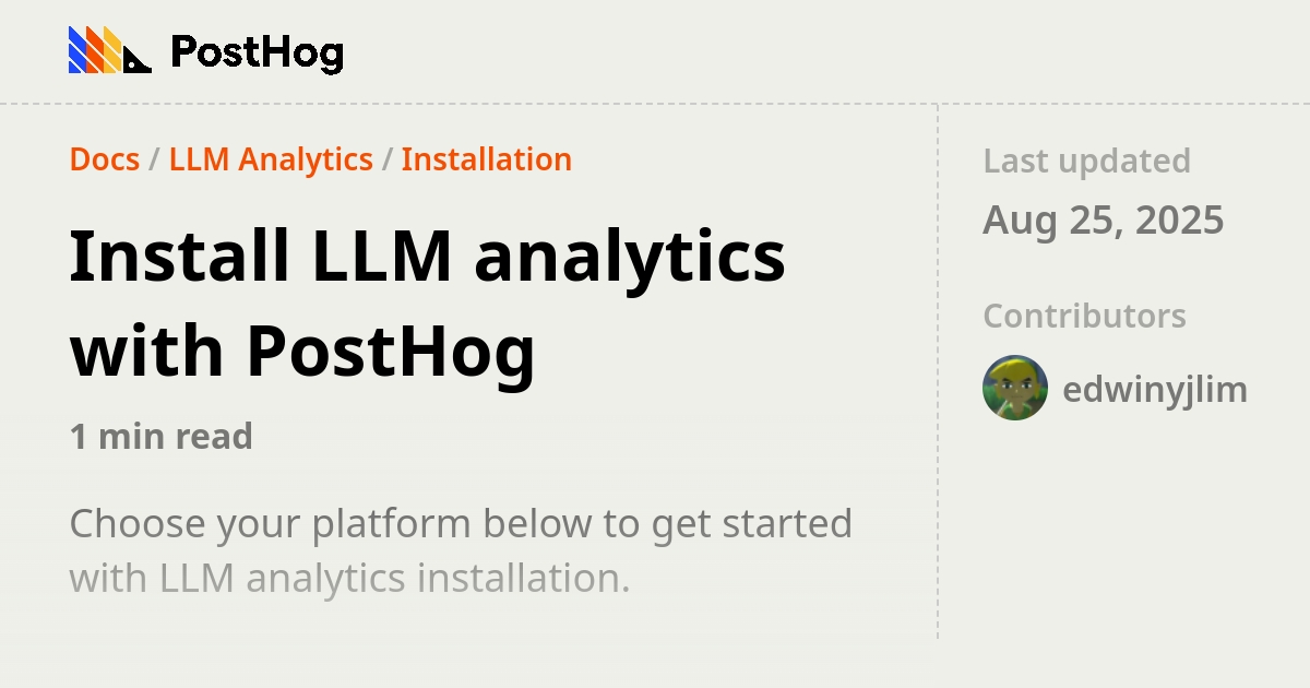 Install LLM analytics with PostHog - Docs - PostHog