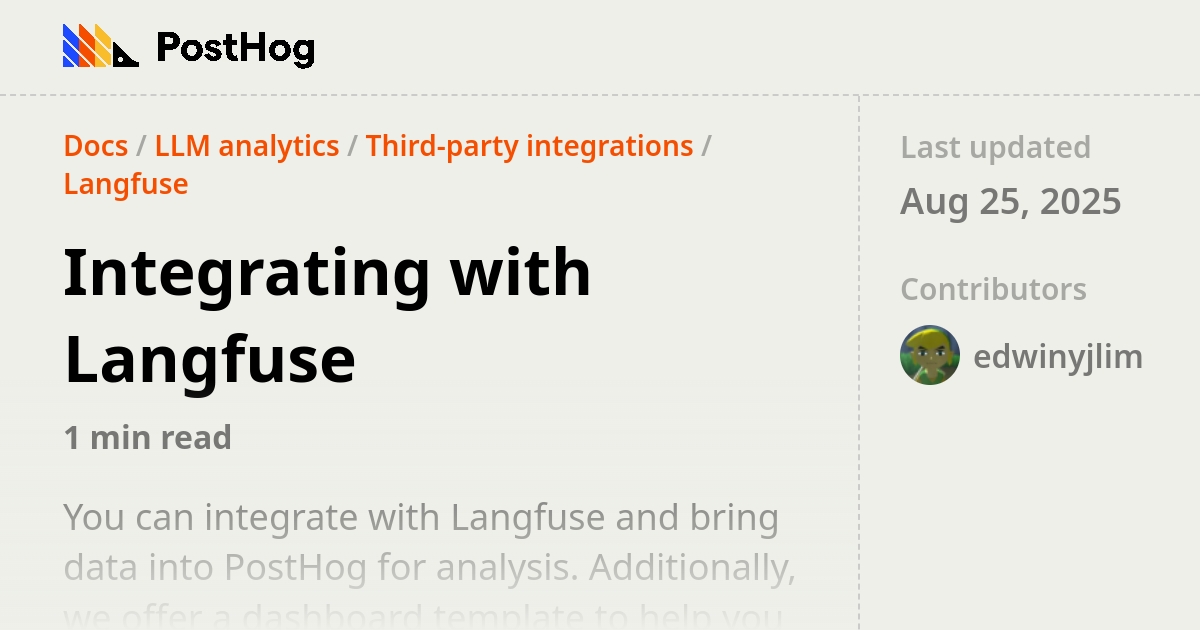 Integrating with Langfuse - Docs - PostHog