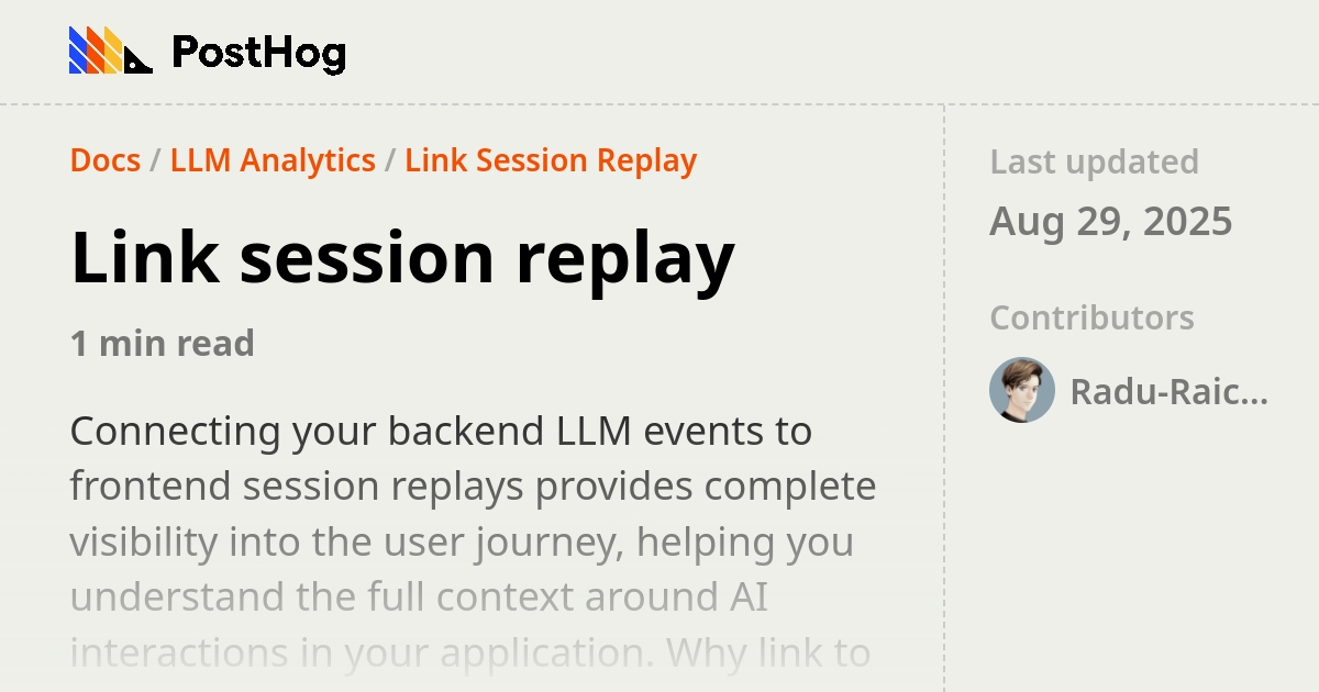 Link session replay - Docs - PostHog