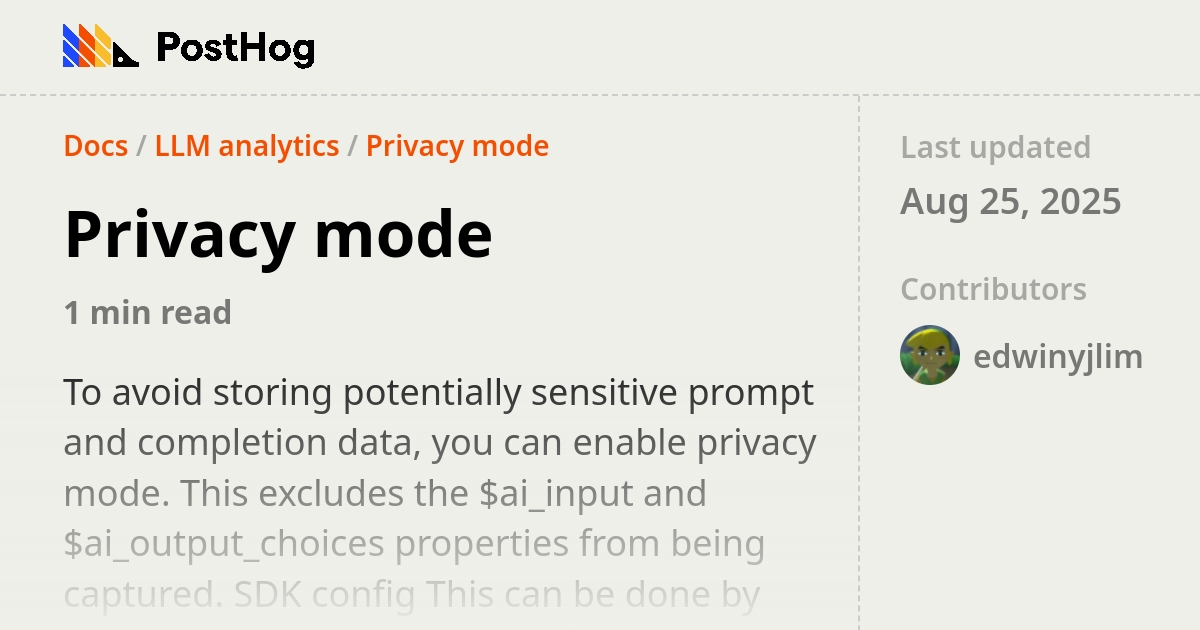 Privacy mode - Docs - PostHog