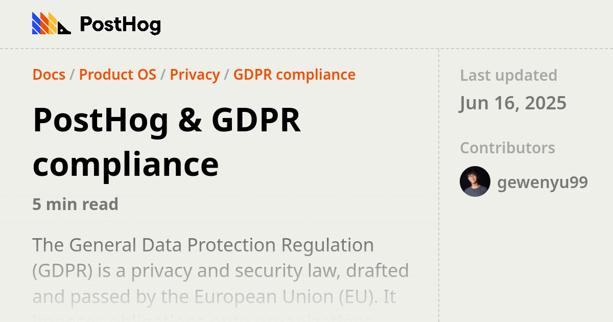PostHog & GDPR compliance - Docs - PostHog