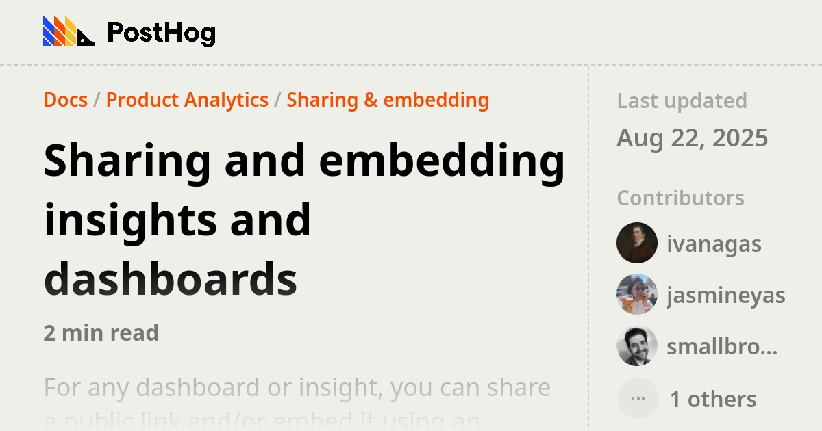 Sharing and embedding insights and dashboards - Docs - PostHog