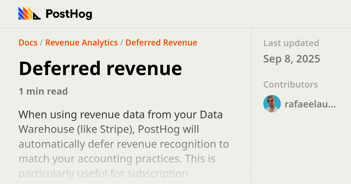 Deferred revenue - Docs - PostHog