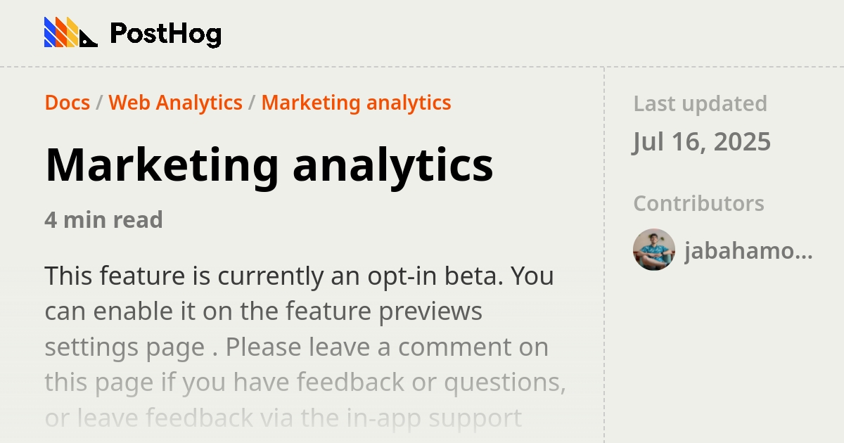 Marketing analytics - Docs - PostHog