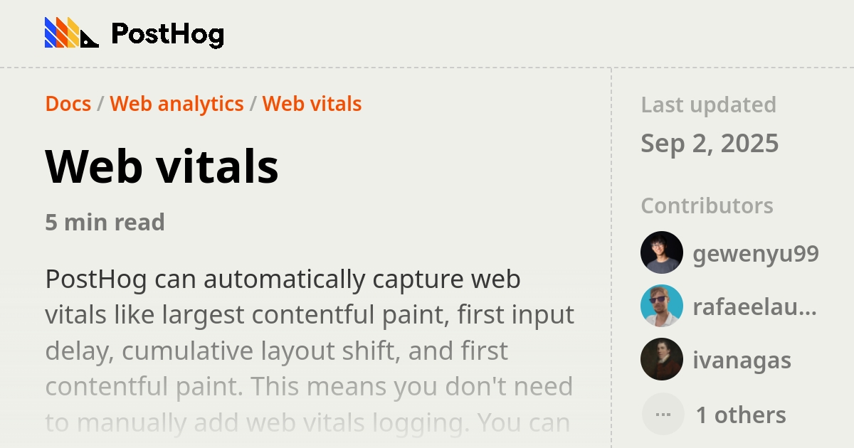 Web vitals - Docs - PostHog