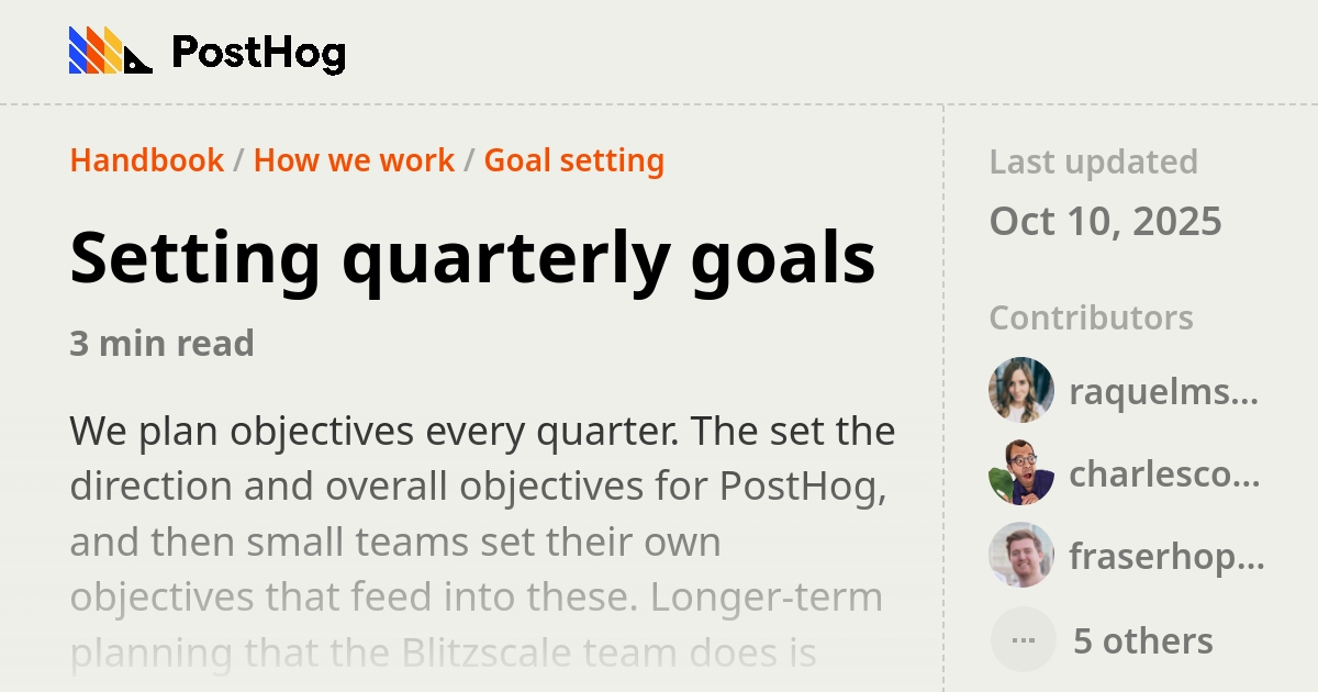 Setting quarterly goals - Handbook - PostHog