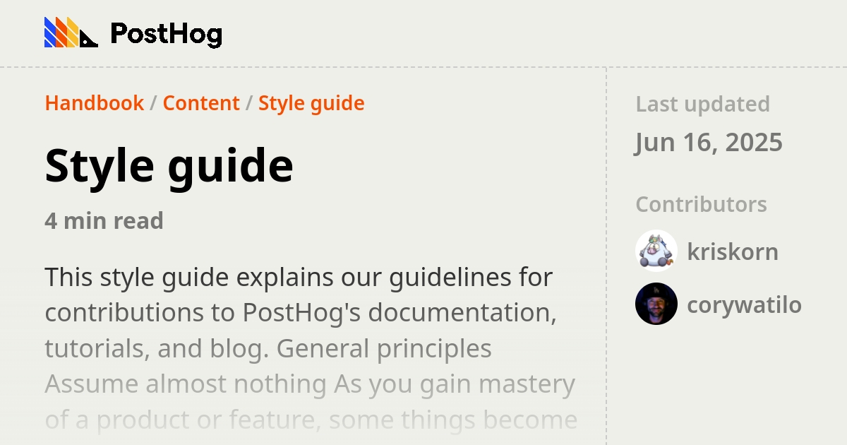 Style guide - Handbook - PostHog