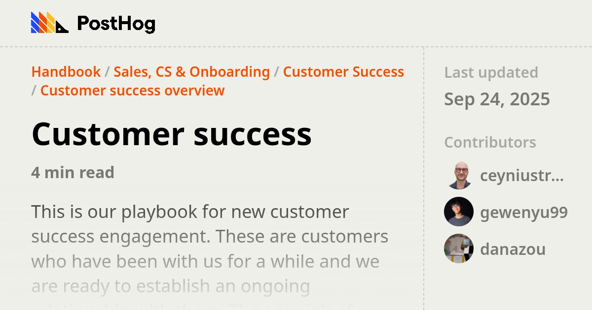 Customer success - Handbook - PostHog