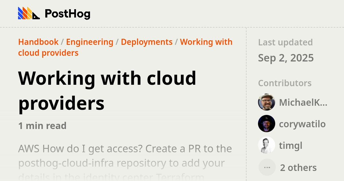 Working with cloud providers - Handbook - PostHog