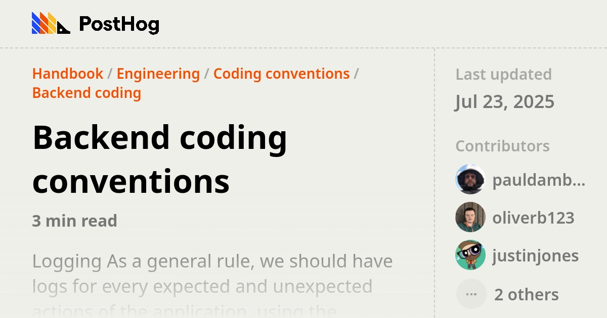 Backend coding conventions - Handbook - PostHog