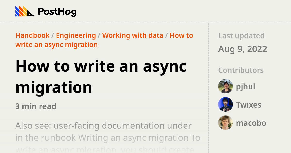 How to write an async migration - Handbook - PostHog