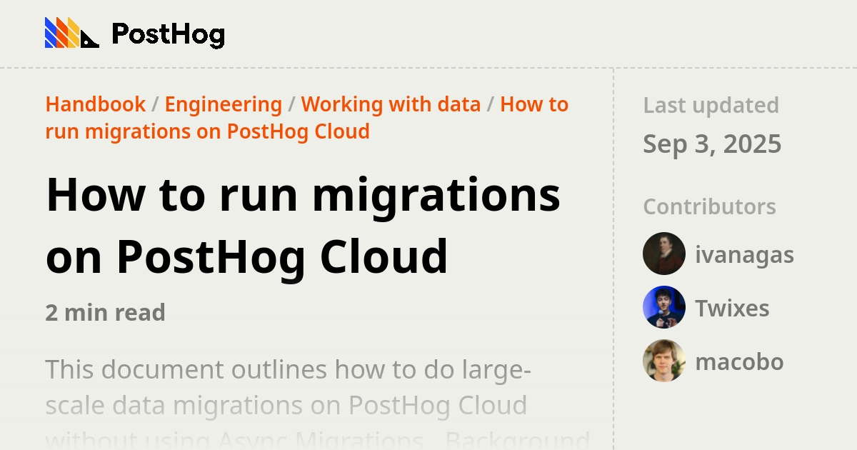 How to run migrations on PostHog Cloud - Handbook - PostHog