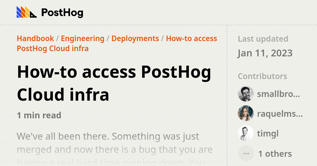 How-to access PostHog Cloud infra - Handbook - PostHog