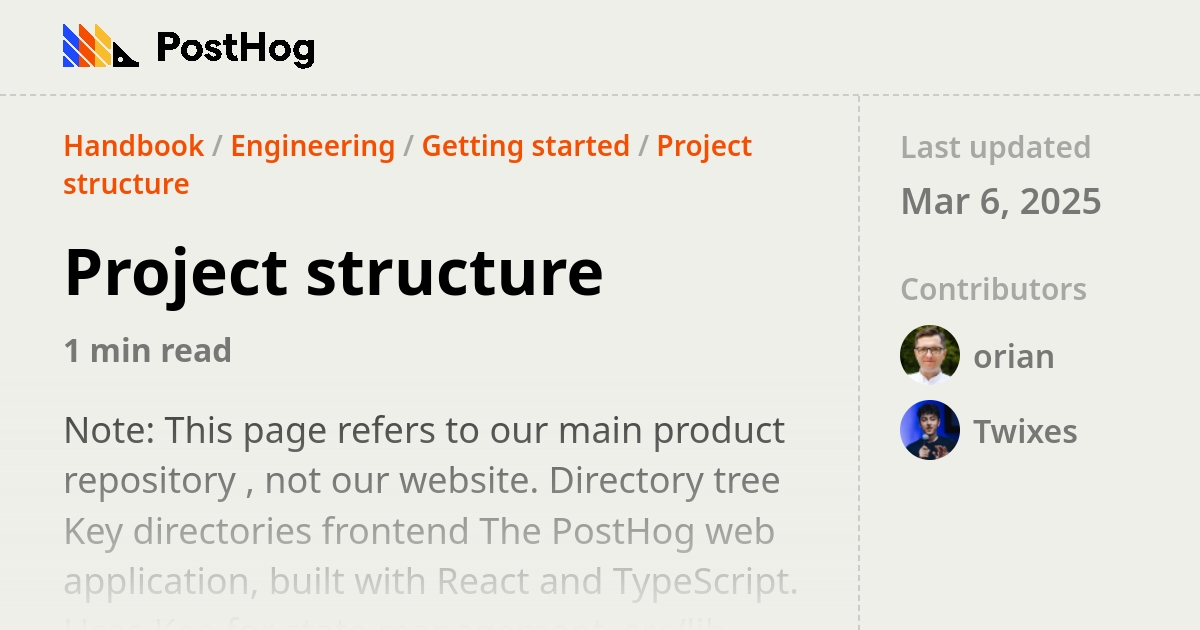 Project structure - Handbook - PostHog