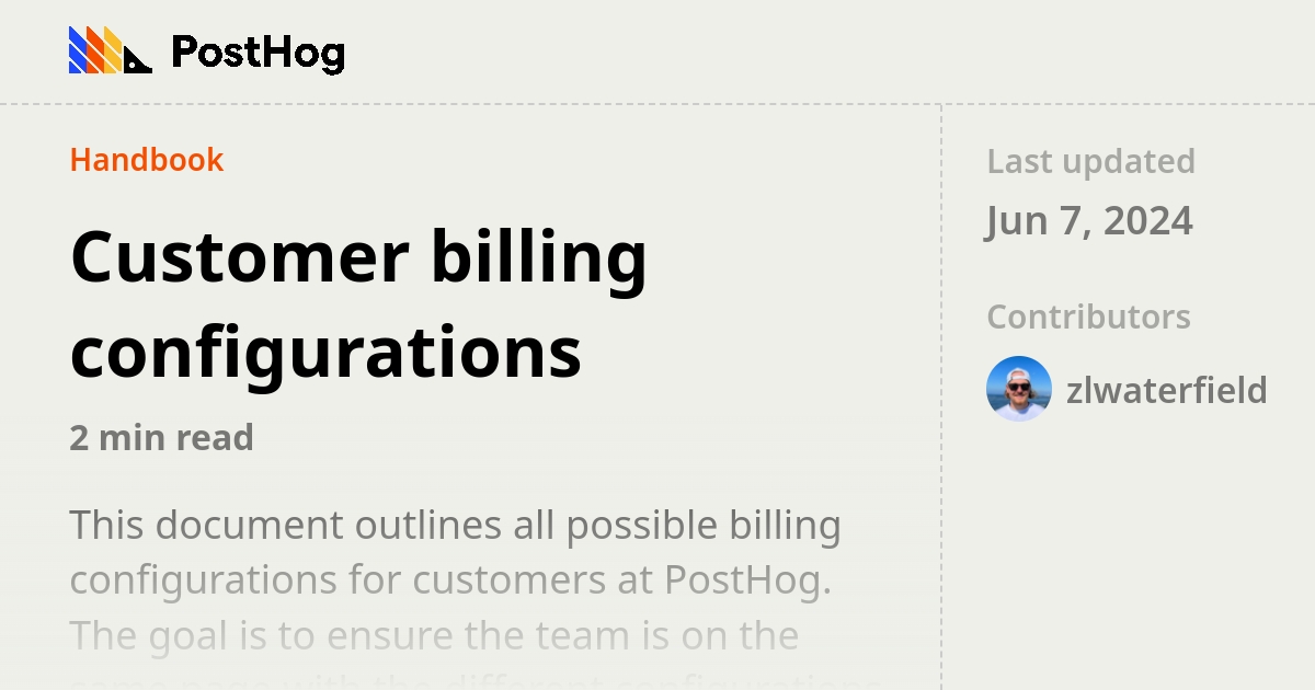 Customer billing configurations - Handbook - PostHog