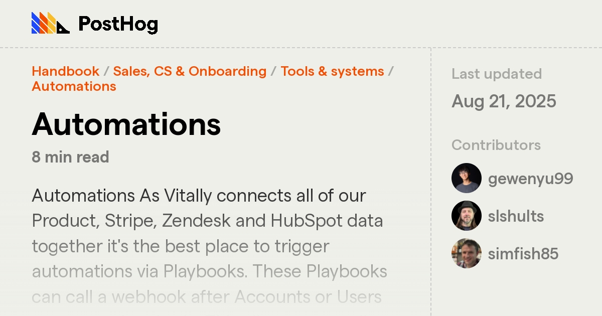 Automations - Handbook - PostHog