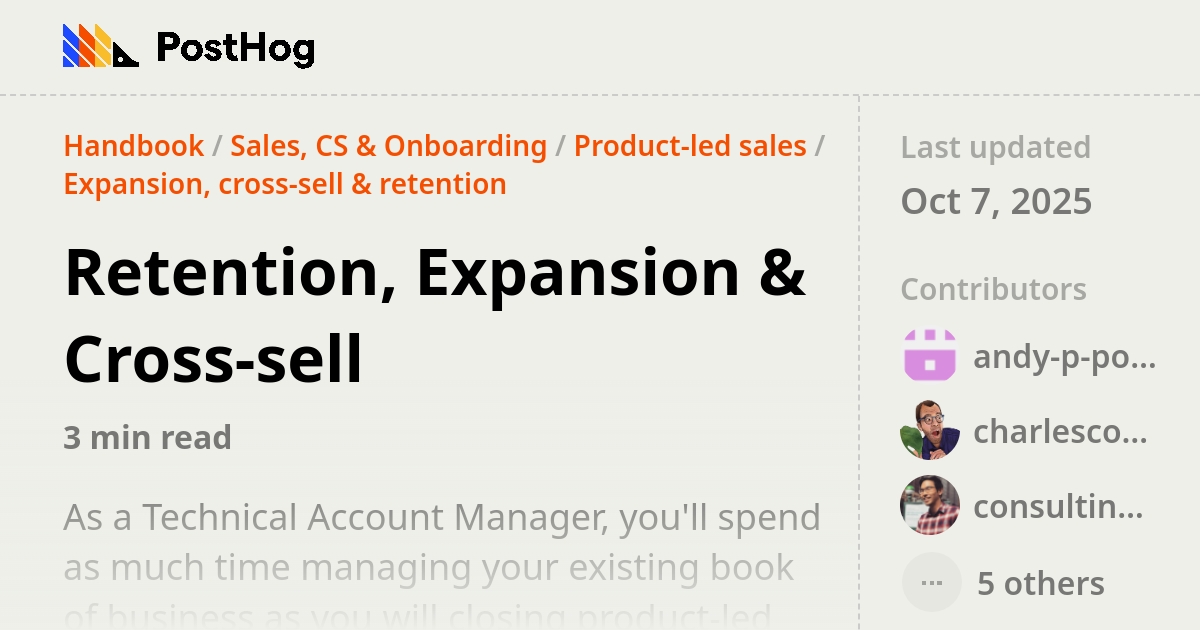 Retention, Expansion & Cross-sell - Handbook - PostHog