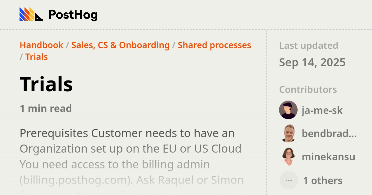 Trials - Handbook - PostHog