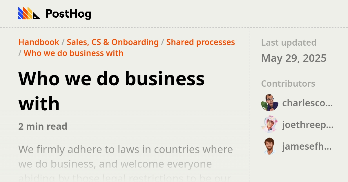 Who we do business with - Handbook - PostHog