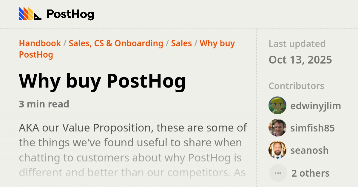 Why buy PostHog - Handbook - PostHog