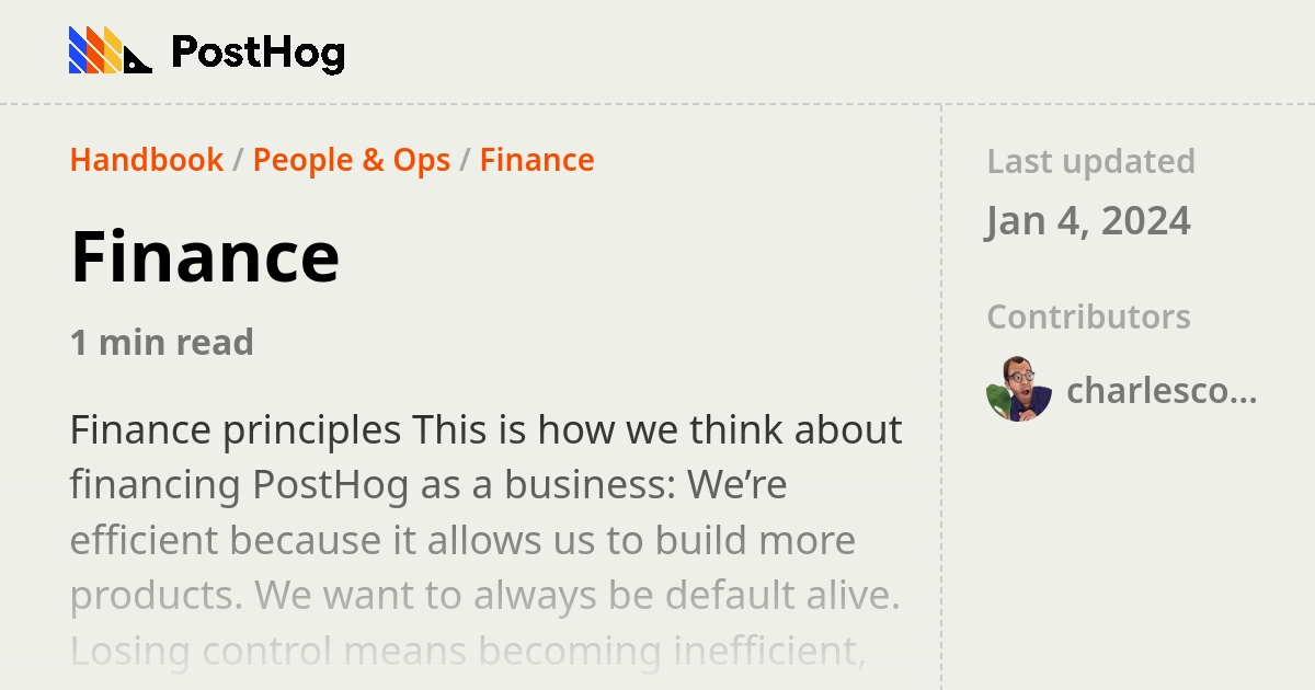 Finance - Handbook - PostHog