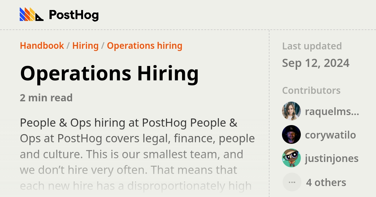 Operations Hiring - Handbook - PostHog
