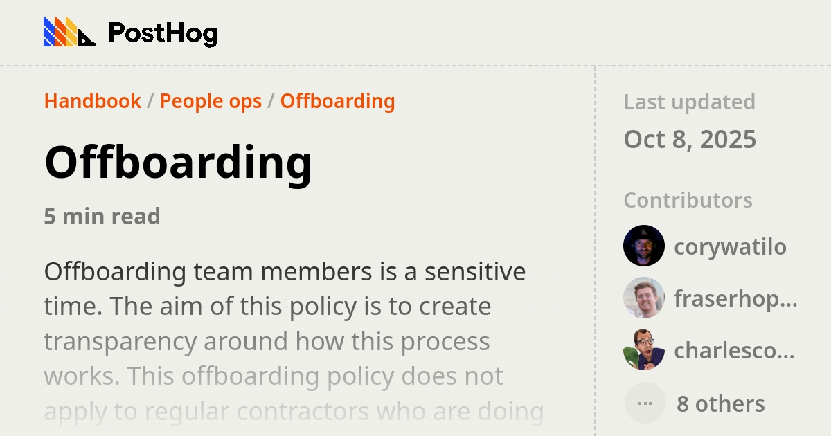Offboarding - Handbook - PostHog
