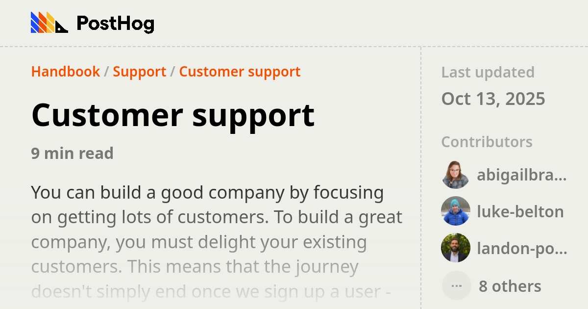 Customer support - Handbook - PostHog