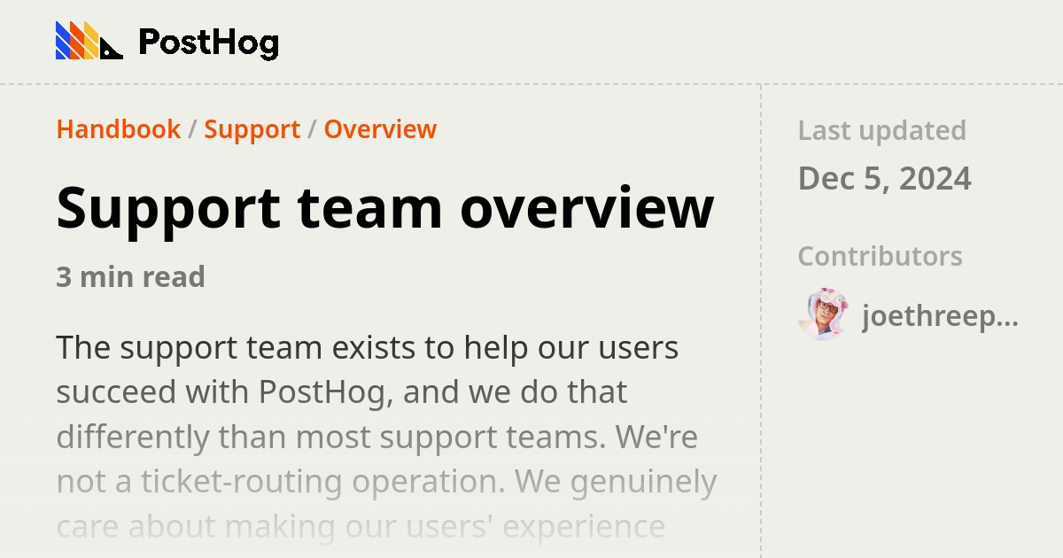 Support team overview - Handbook - PostHog